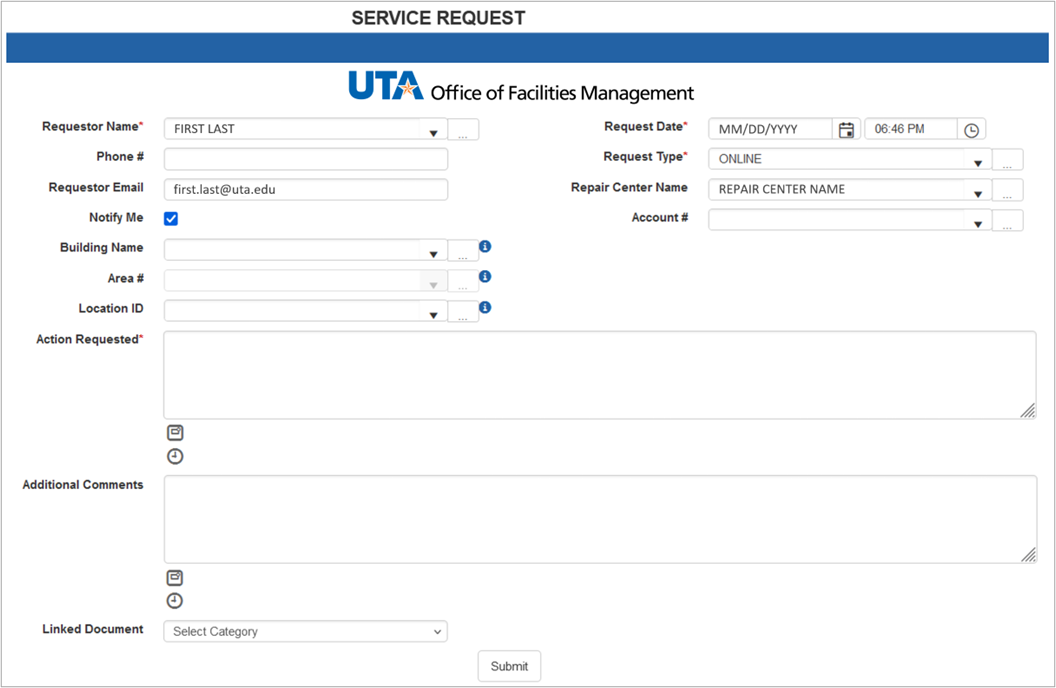 Work Order Requests - Administration and Campus Operations - The ...