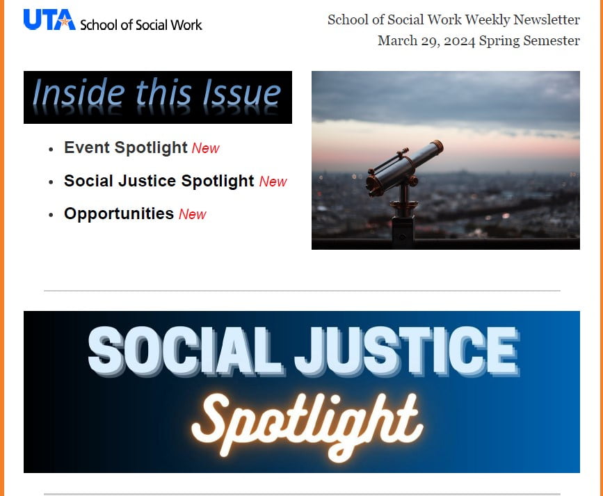 Master of Social Work Newsletters - School of Social Work - The ...