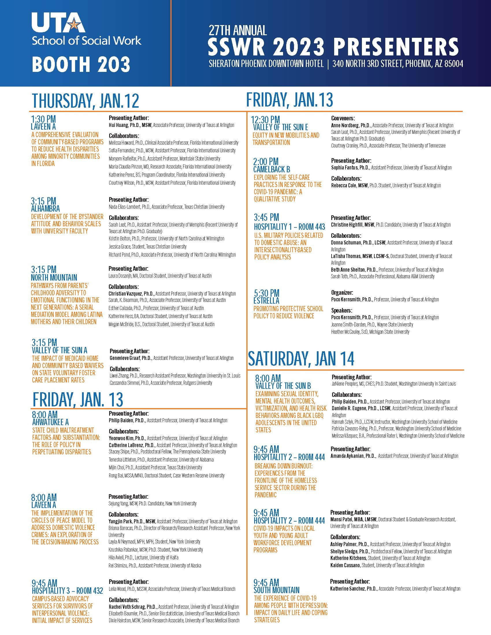 Research Conferences and Presentations - School of Social Work - The ...